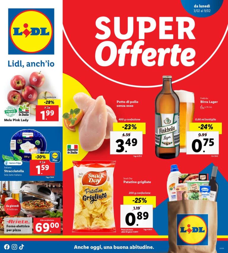 Offerte Lidl valide dal 10 al 16 febbraio: volantino settimanale